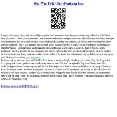 Why I Want To Be A Nurse Practitioner Essay | PPT