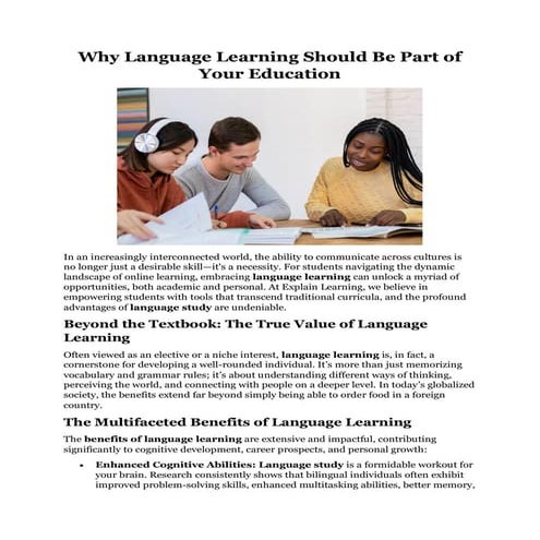 Why Language Learning Should Be Part of Your Education | PDF
