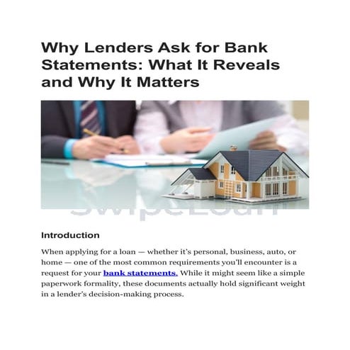 Why Lenders Ask for Bank Statements: What It Reveals and Why It Matters ...