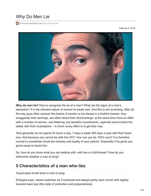 Why Men Lie | PPT | Dating | Family and Relationships