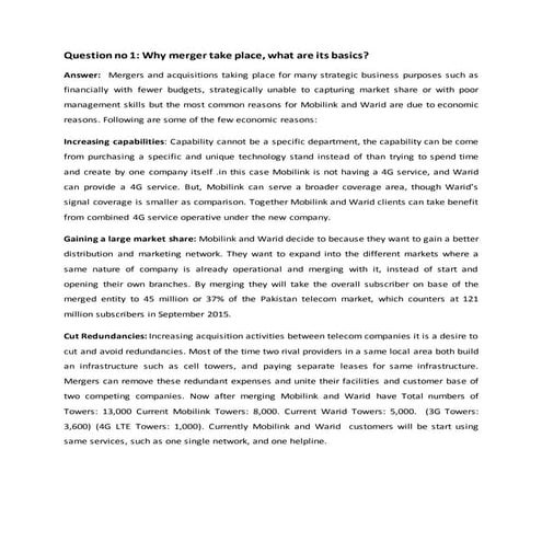 Why merger take place | DOCX | Mergers and Acquisitions | Business ...