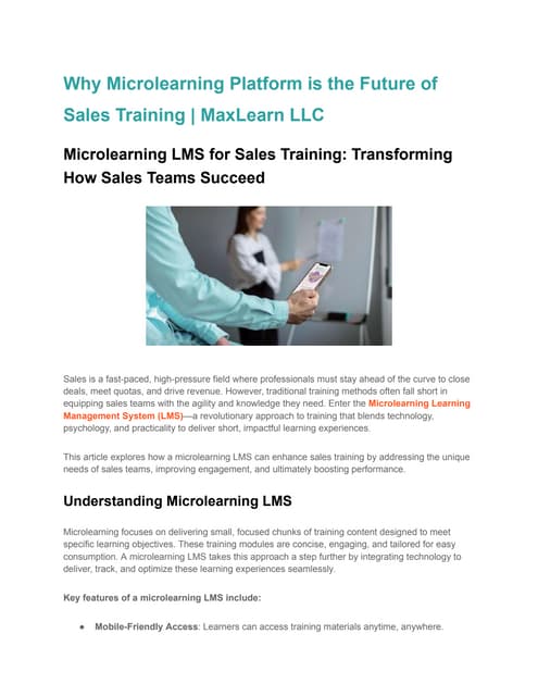 The Role of AI in Enhancing Microlearning LMS for Sales Teams _ MaxLearn.pdf