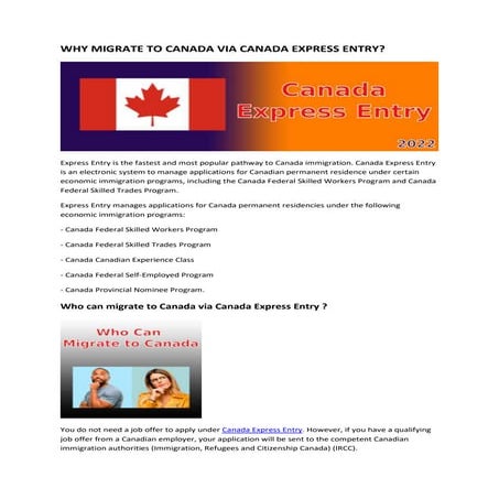 Canada express entry information | PPTX