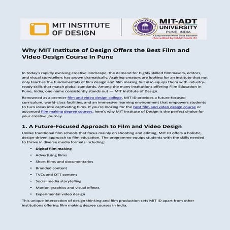 Why MIT Institute of Design Offers the Best Film and Video Design ...