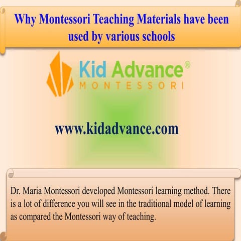 Why montessori teaching materials have been used by various schools | PPT