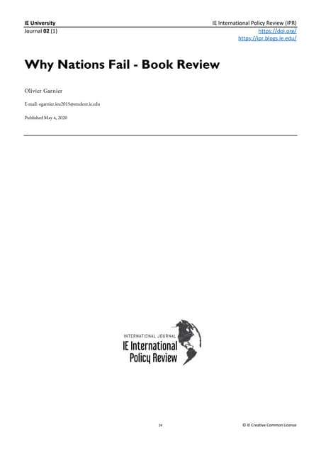 A REVIEW OF WHY NATIONS FAILS. Documents | DOCX | Political Issues & policy | Politics