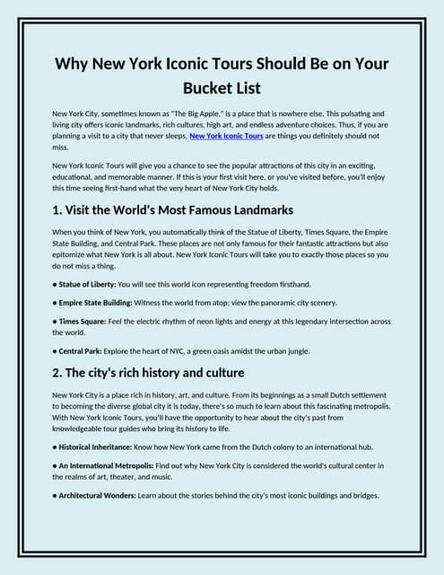 New York Iconic Cruises presentations