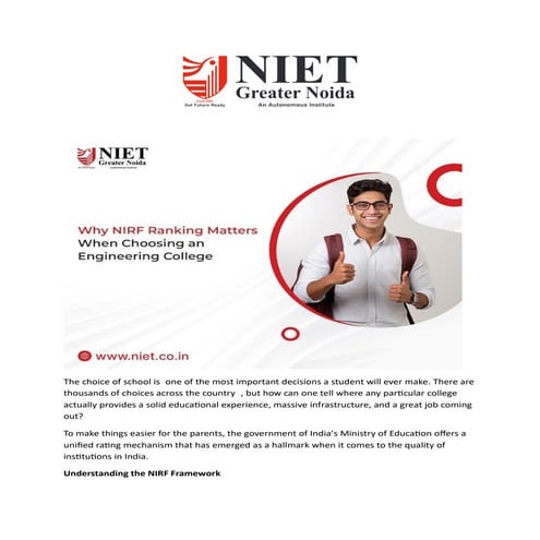 Why NIRF Ranking Matters When Choosing an Engineering College | PDF