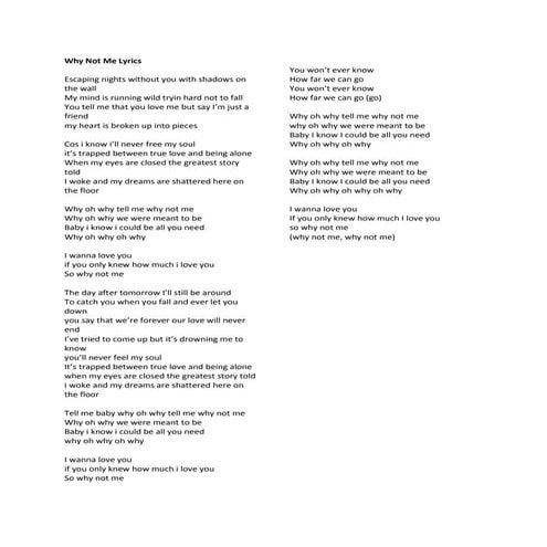 Why not me lyrics | DOCX