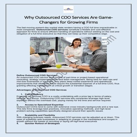 Why Outsourced COO Services Are Game-Changers for Growing Firms | PDF