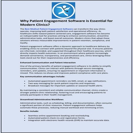 Why Patient Engagement Software is Essential for Modern Clinics? | PDF