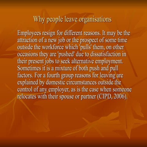 Why People Leave Organisations | PPT