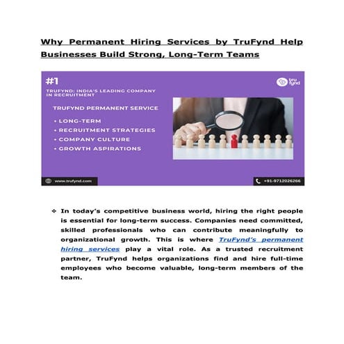 Why Permanent Hiring Services by TruFynd Help Businesses Build Strong ...