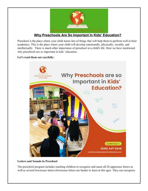 Activities Kids Learn During Early Pre-School Sessions | PDF