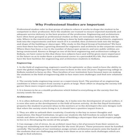 Why professional studies are important | PDF