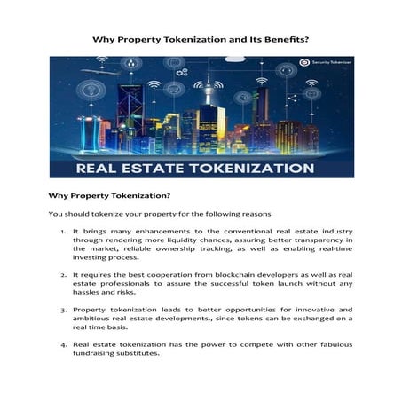 Why property tokenization and its benefits | PDF | Real Estate Industry ...