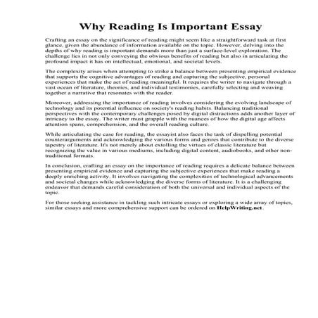 Why Reading Is Important Essay. 8 Reasons Why Reading is So Important Inspiration Boost | PDF