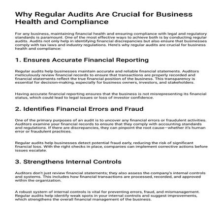 Why Regular Audits Are Crucial for Business Health and Compliance | PDF