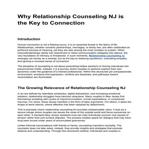 Why Relationship Counseling NJ is the Key to Connection.pdf
