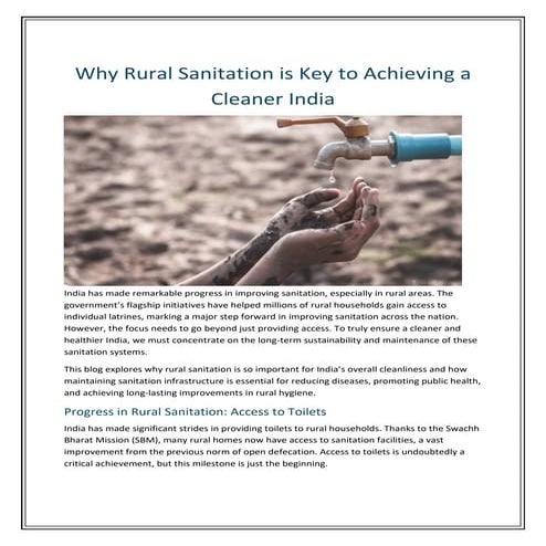 Why Rural Sanitation is Key to Achieving a Cleaner India | PDF