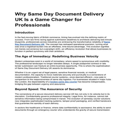 Same Day Delivery Services | PPTX
