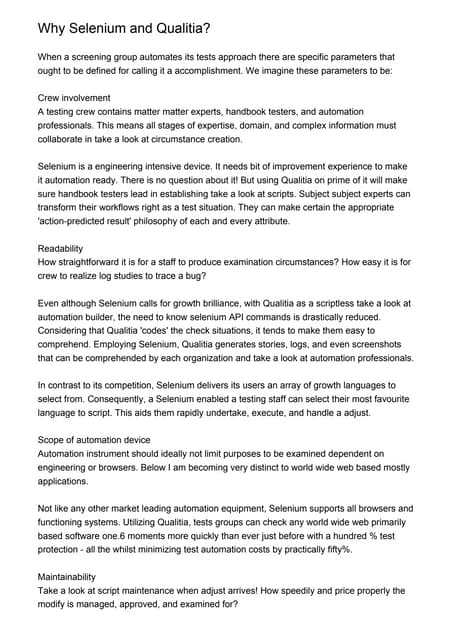 Why Selenium and Qualitia? | PDF | Free Download Why Selenium and Qualitia? | PDF | Free Download