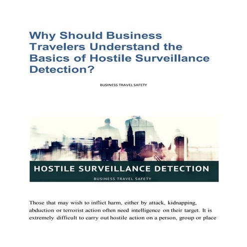 Enhancing Personal Security through Surveillance Detection Techniques | PDF