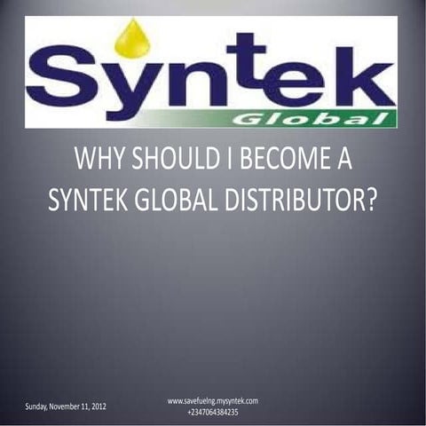 Why should i become a syntek global distributor2 | PDF