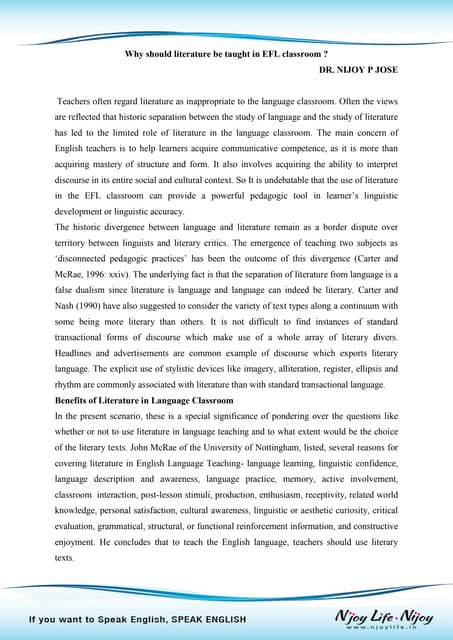 Approaches in literature teaching | PPTX