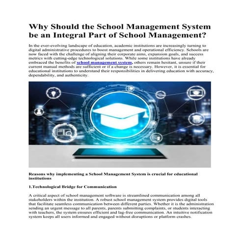 Why Should the School Management System be an Integral Part of School ...