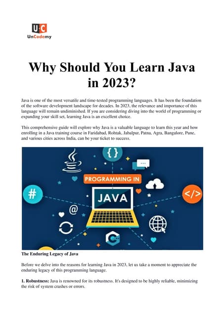 Why Should You Learn Java in 2023? | PDF Why Should You Learn Java in 2023? | PDF