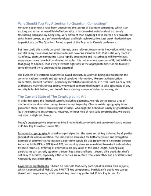 Post Quantum Cryptography: Technical Overview | PDF