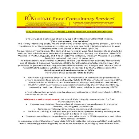 Why SOP??????? in Food Manufacturing unit.pdf