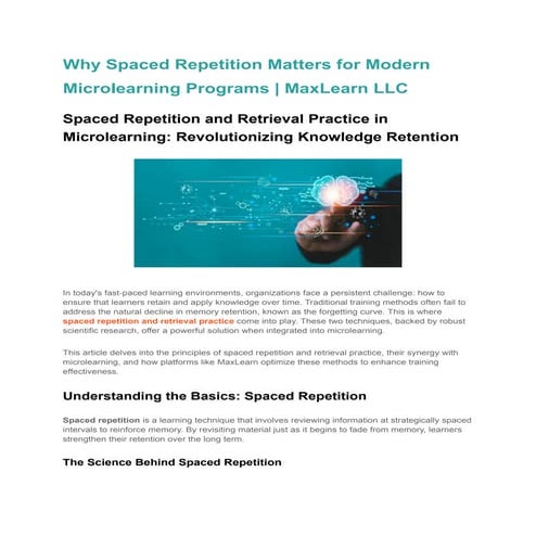 Why Spaced Repetition Matters for Modern Microlearning Programs ...