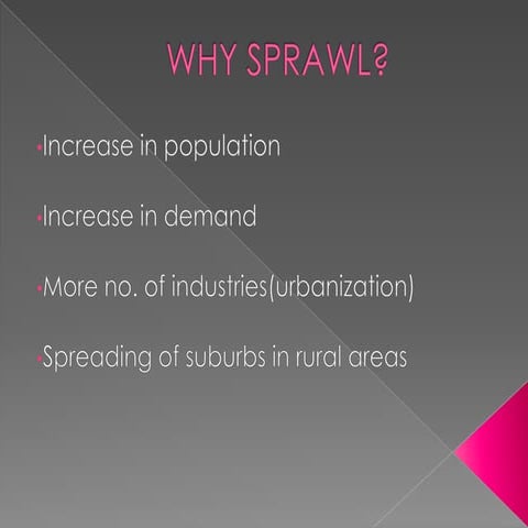 urban sprawl proiblems effective measures and solutions | PPTX