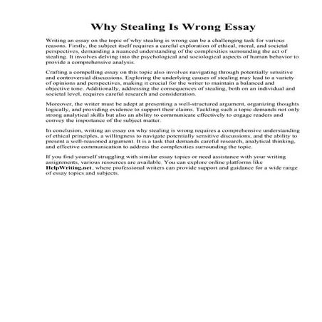 Why Stealing Is Wrong Essay | PDF