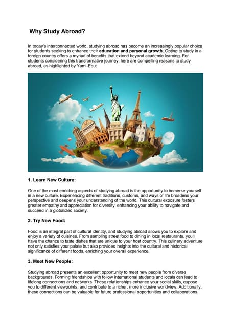 Top 10 Benefits Of Studying Abroad | PDF