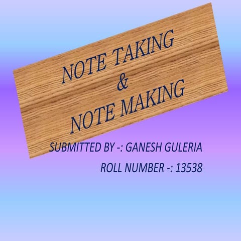 Why take notes | PPTX