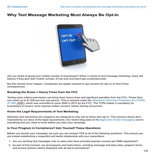 Why Text Message Marketing Must Always be Opt-In | PDF