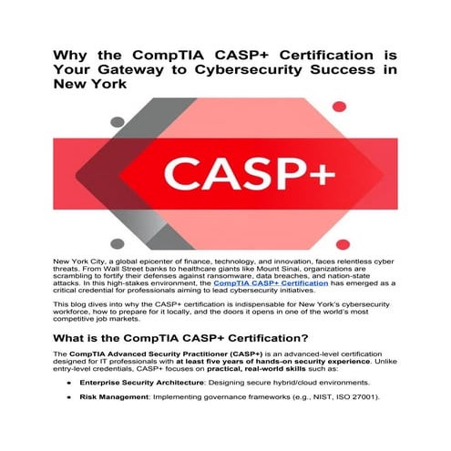 Why the CompTIA CASP+ Certification is Your Gateway to Cybersecurity ...