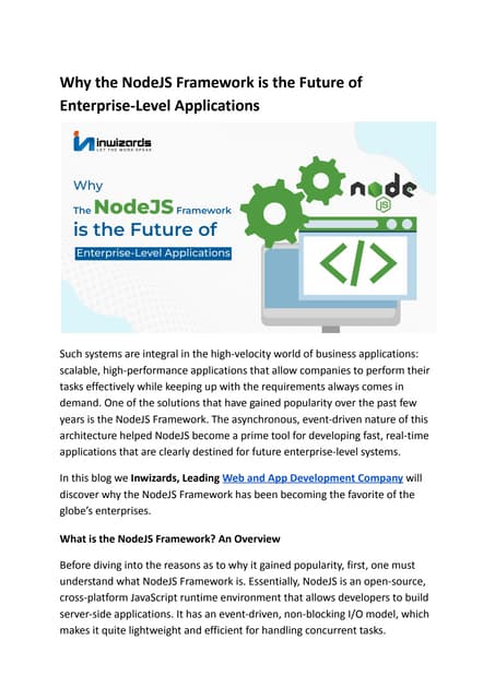 Why the NodeJS Framework is the Future of Enterprise-Level Applications ... Why the NodeJS Framework is the Future of Enterprise-Level Applications ...