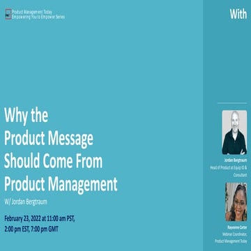 Empowering You to Empower Them: Why the Product Message Should Come ...