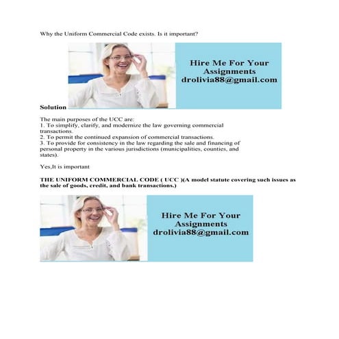 Why the Uniform Commercial Code exists- Is it important-SolutionThe ma (1).docx