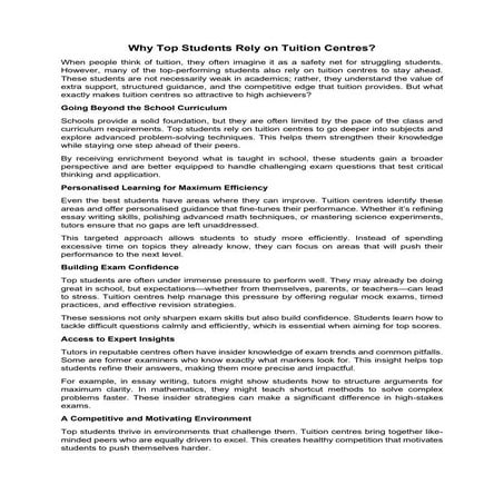 Why Top Students Rely on Tuition Centres.pdf
