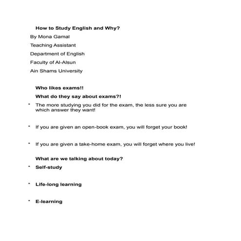 Why to study english and why handout | RTF | Education