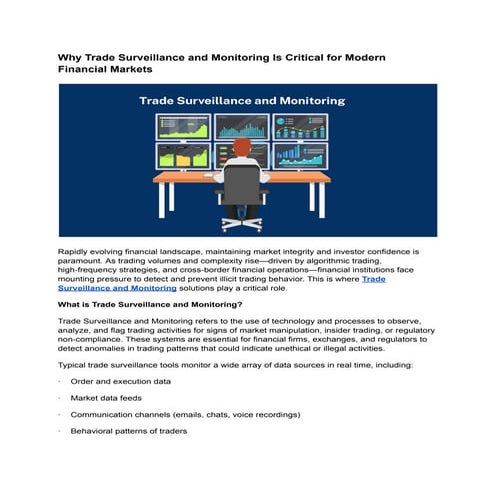 Why Trade Surveillance and Monitoring Is Critical for Modern Financial ...
