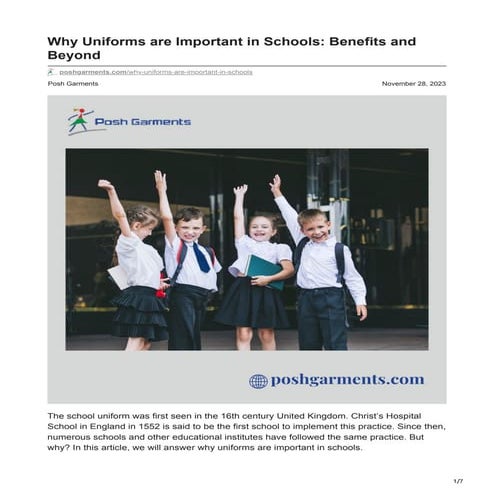 Why Uniforms are Important in Schools Benefits and Beyond.pdf | Education