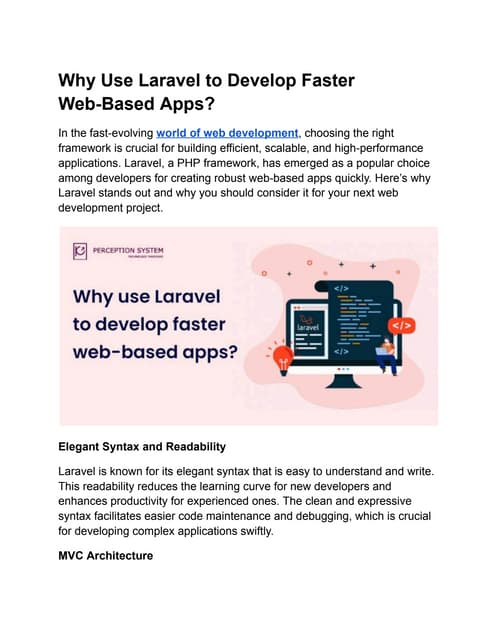 Why Laravel Framework Is Best For Php Web Development 10 Reasonspptx