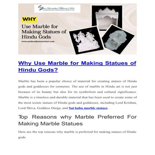 Why Use Marble for Making Statues of Hindu Gods | PPTX
