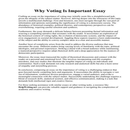 Why Voting Is Important Essay | PDF